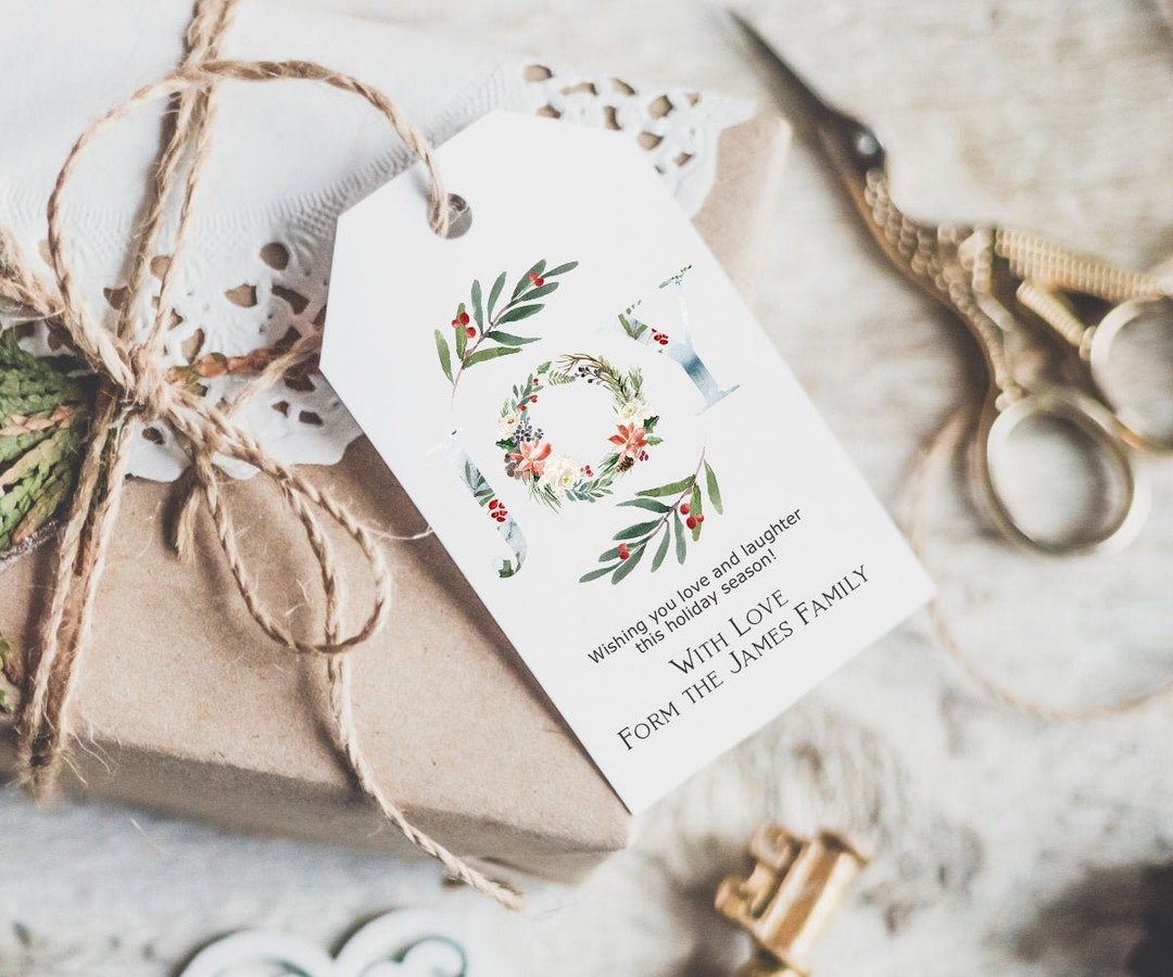 JOY Gift Tags Printable, Christmas Gift Tags, Printable Christmas Tags ...