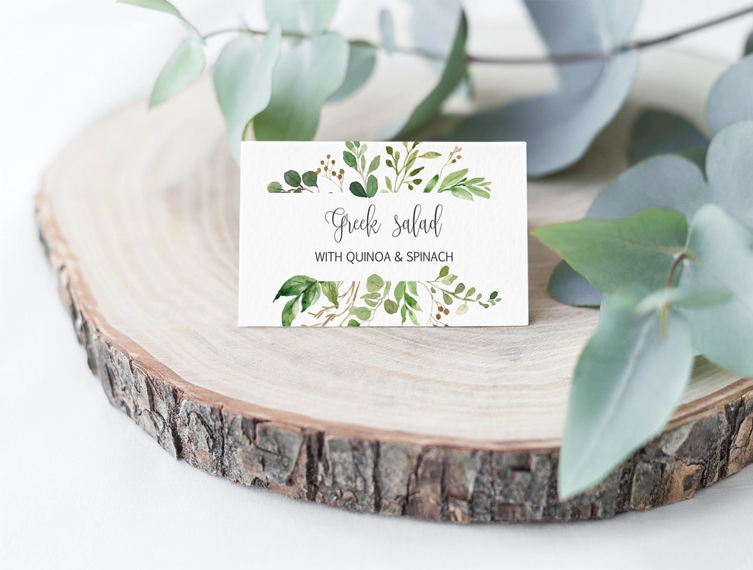 Greenery Food Tent Card Greenery Place Card Template Neutral - Etsy