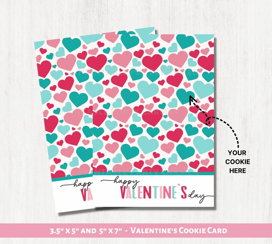 Valentines COOKIE CARD. Happy Valentine Cookie Card Printable. Coloring ...