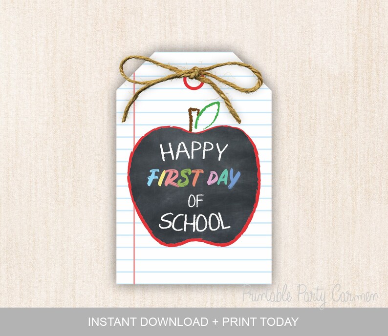 Back to School Printable Gift Tag Happy First Day of School - Etsy