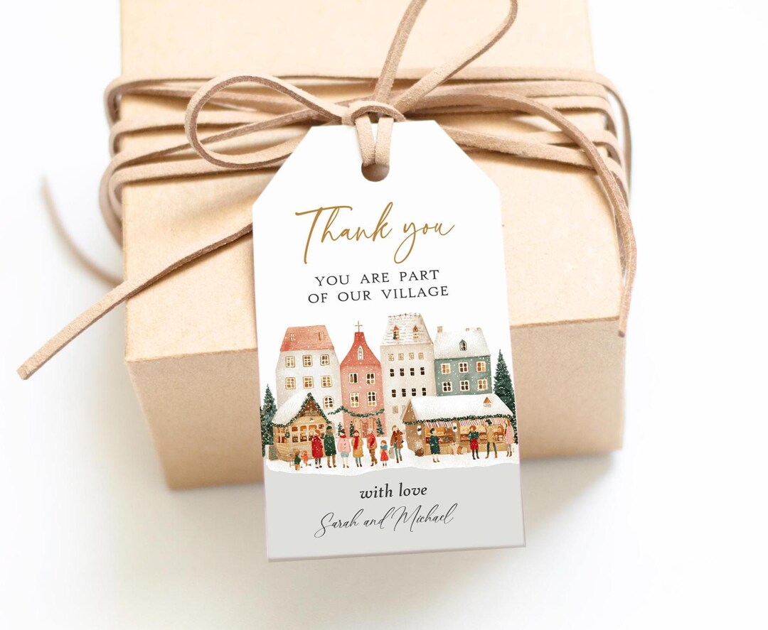 It Takes a Village Tag Template, Printable Favor Tag, Winter Baby ...