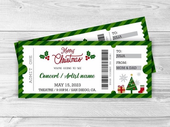 CHRISTMAS Gift Surprise Concert Ticket, Surprise Gift Voucher, Surprise ...