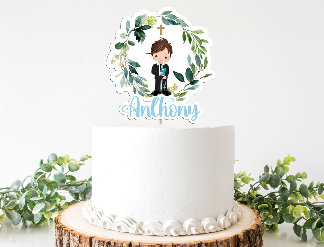 Printable Cake Topper First Holy Communion, Boy First Holy Communion ...