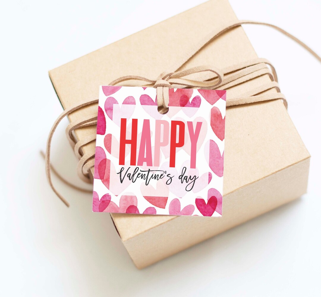 Happy Valentines Day Tag. Hearts Valentine's Day Gift Tag. Printable ...