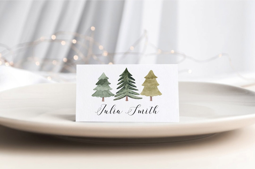 Printable Christmas Place Cards, Holiday Place Cards, Editable Template ...
