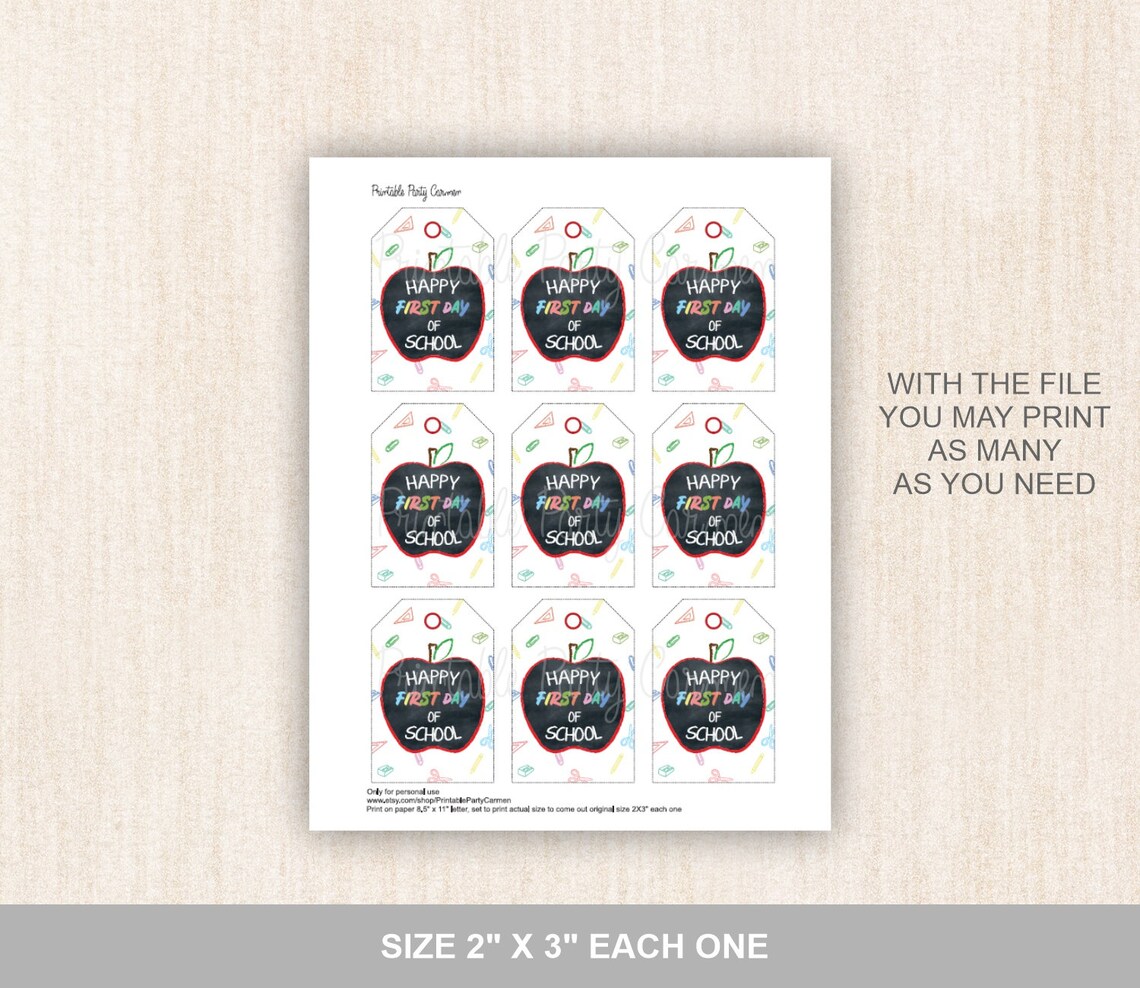 Printable Happy First Day of School Gift Tag Back to School - Etsy