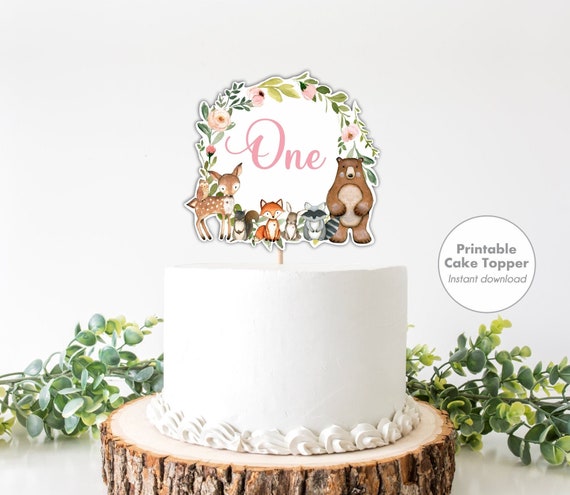 Woodland Cake Topper, Girl Birthday CAKE TOPPER, Woodland Animals ...