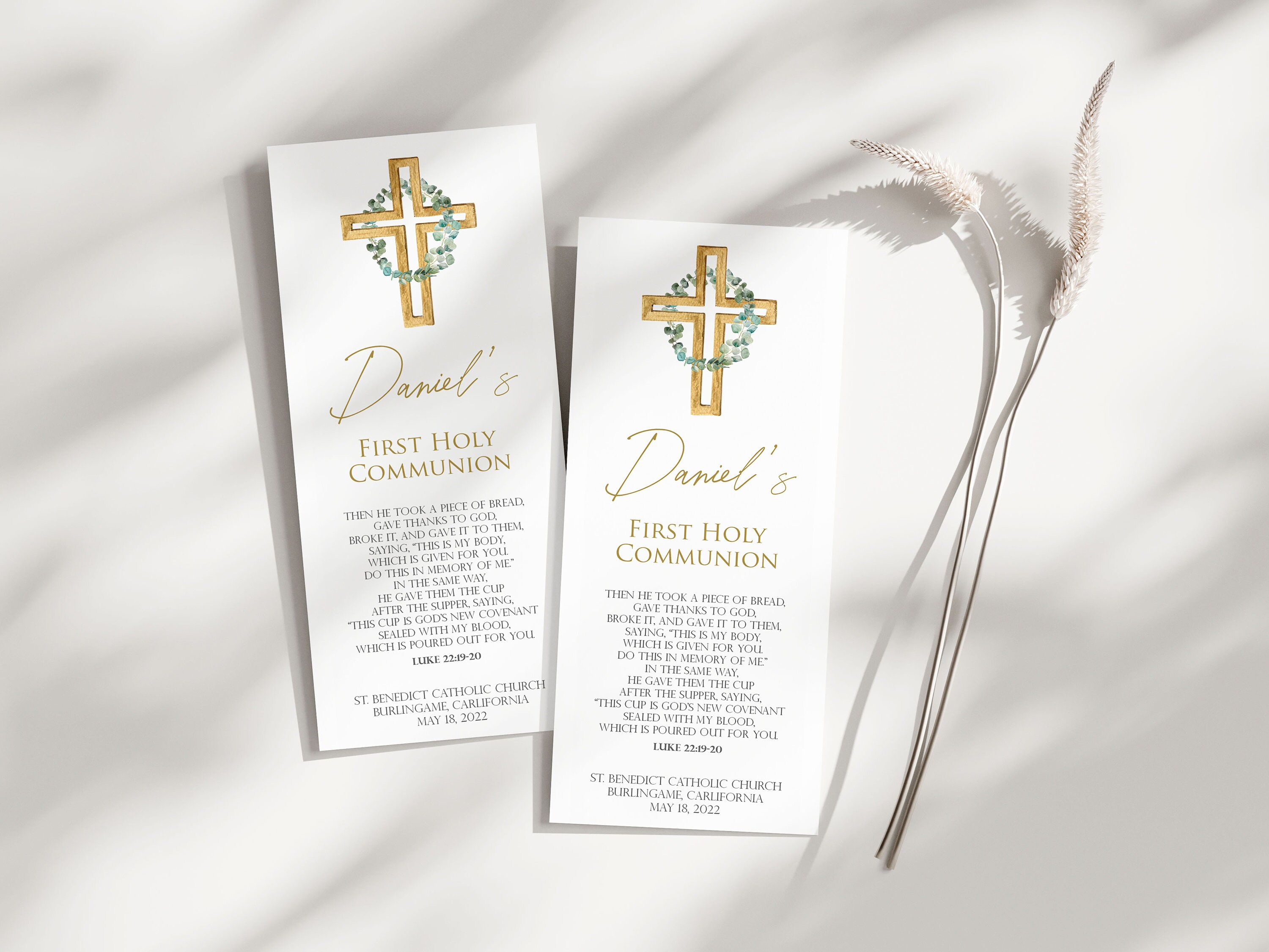 Rustic First Holy Communion Invitation Template, 1st Communion Siblings ...