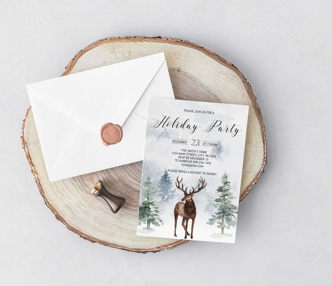 Rustic Christmas Party Invitation, Invitation Template, Printable ...