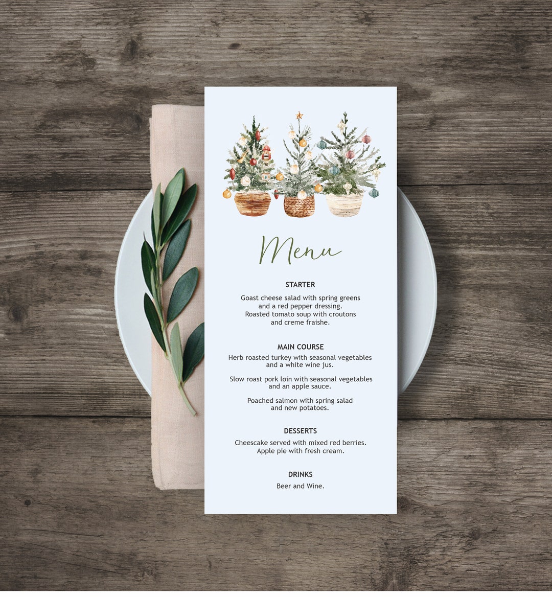 Christmas Menu, Christmas Trees Menu Planner, Christmas Dinner Menu ...