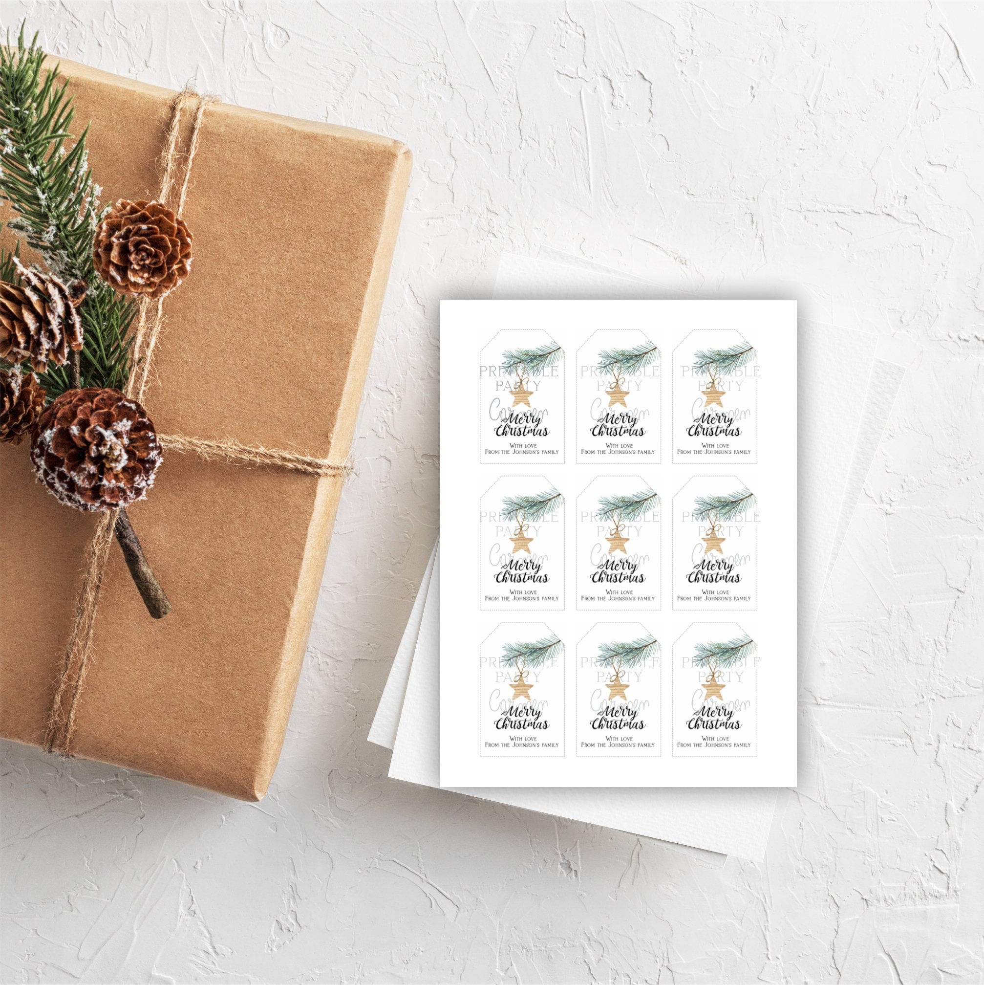 Star Christmas Favor Tag, Holiday Gift Tag Template, Printable Label ...
