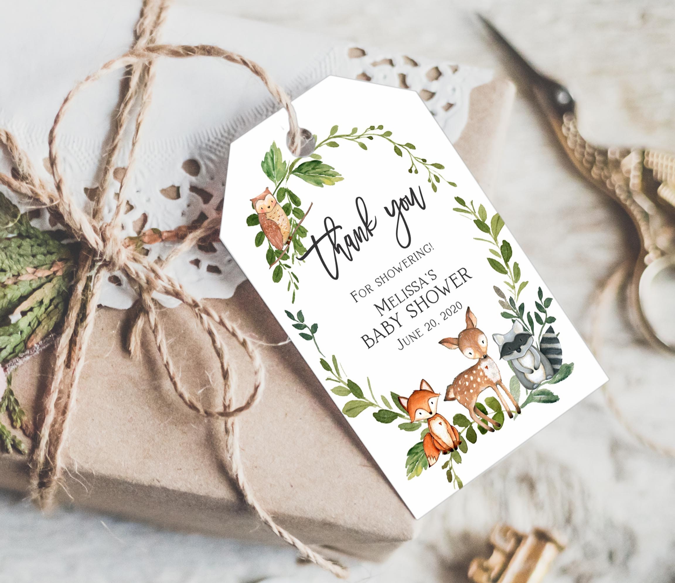 Forest animals baby shower decoration Birthday favor tags decor ...