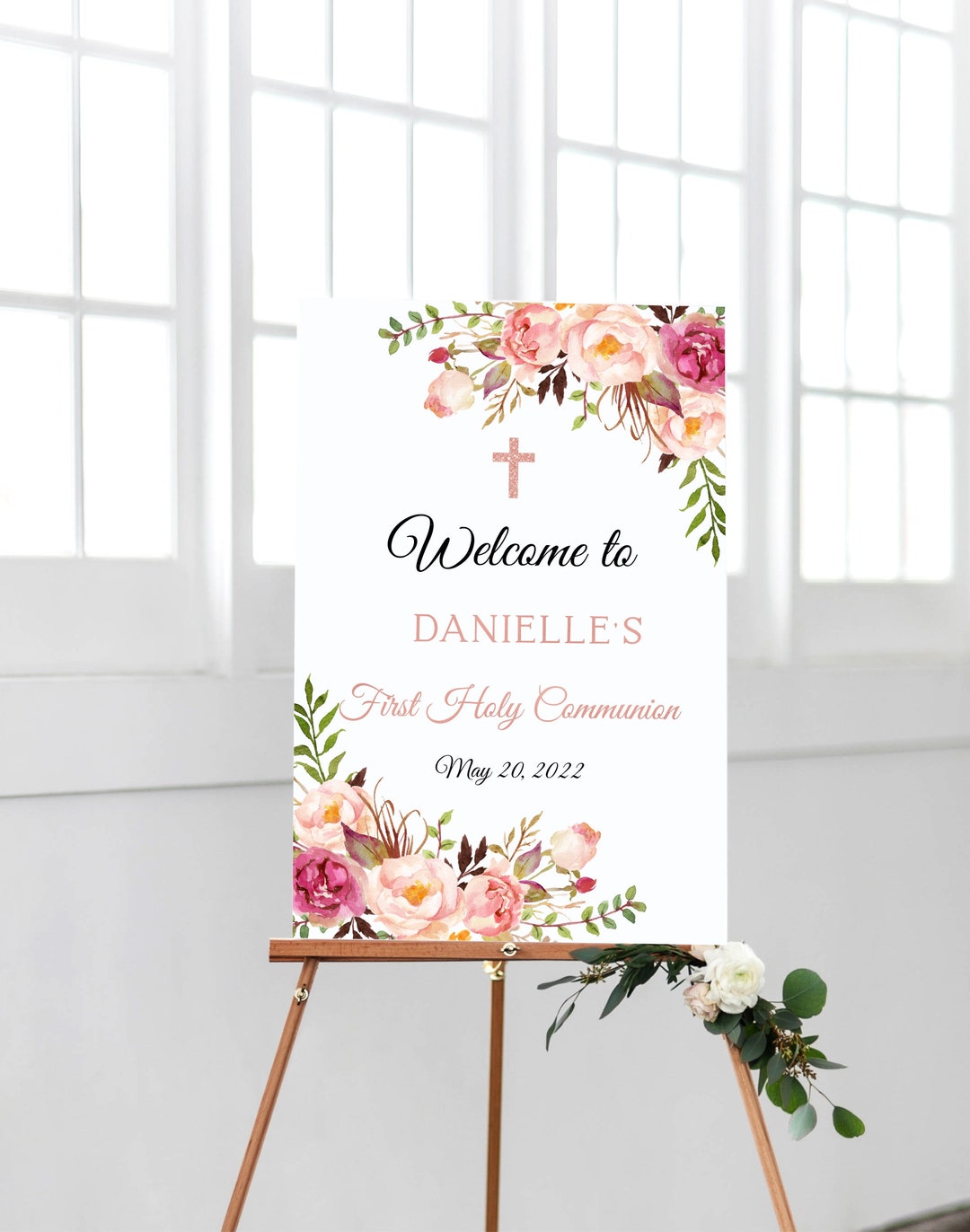 First Holy Communion Sign, Girl First Communion, Printable Welcome Sign ...
