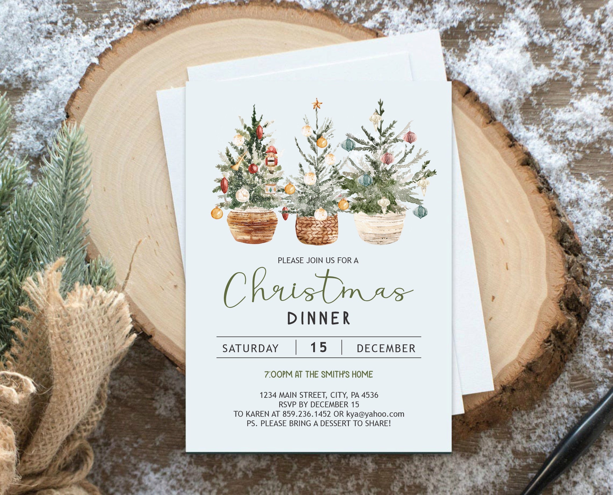 Christmas Thank You Card, Printable Thank You Card, Holiday Thank You ...