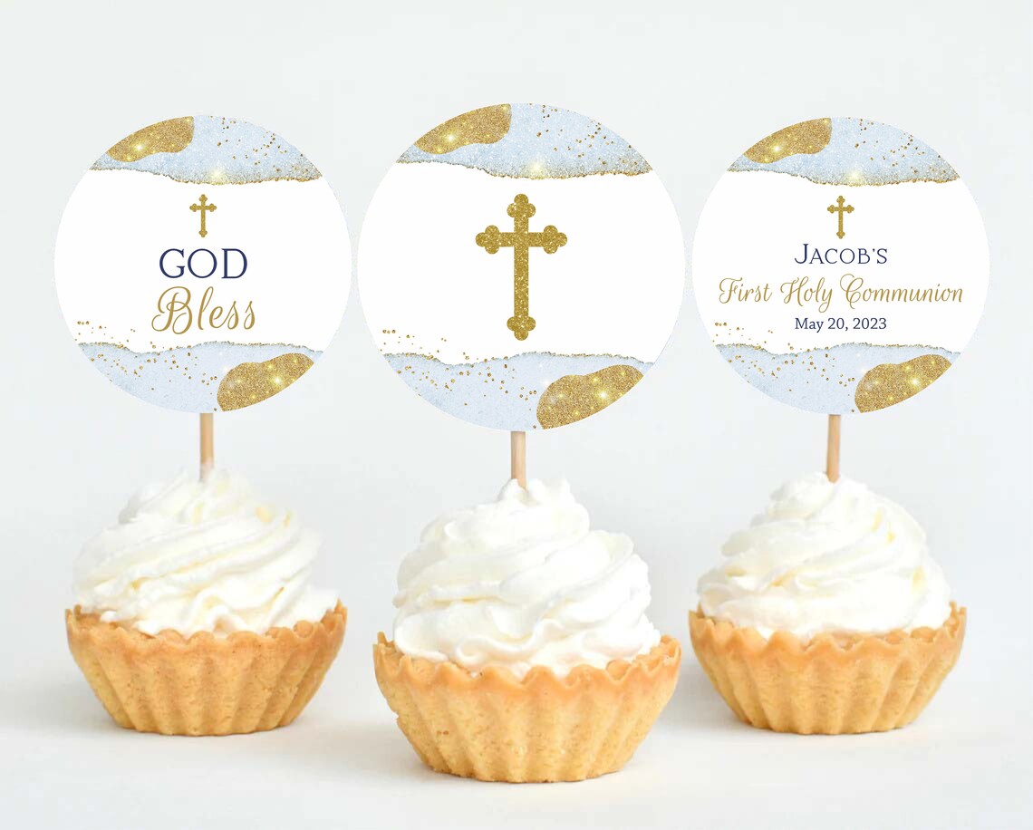 Cupcake Toppers Boy First Communion Printable Cupcake Toppers First ...