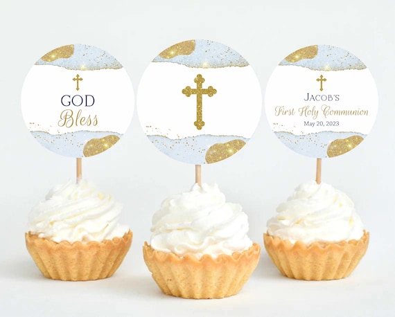 Cupcake Toppers Boy First Communion Printable Cupcake Toppers First ...