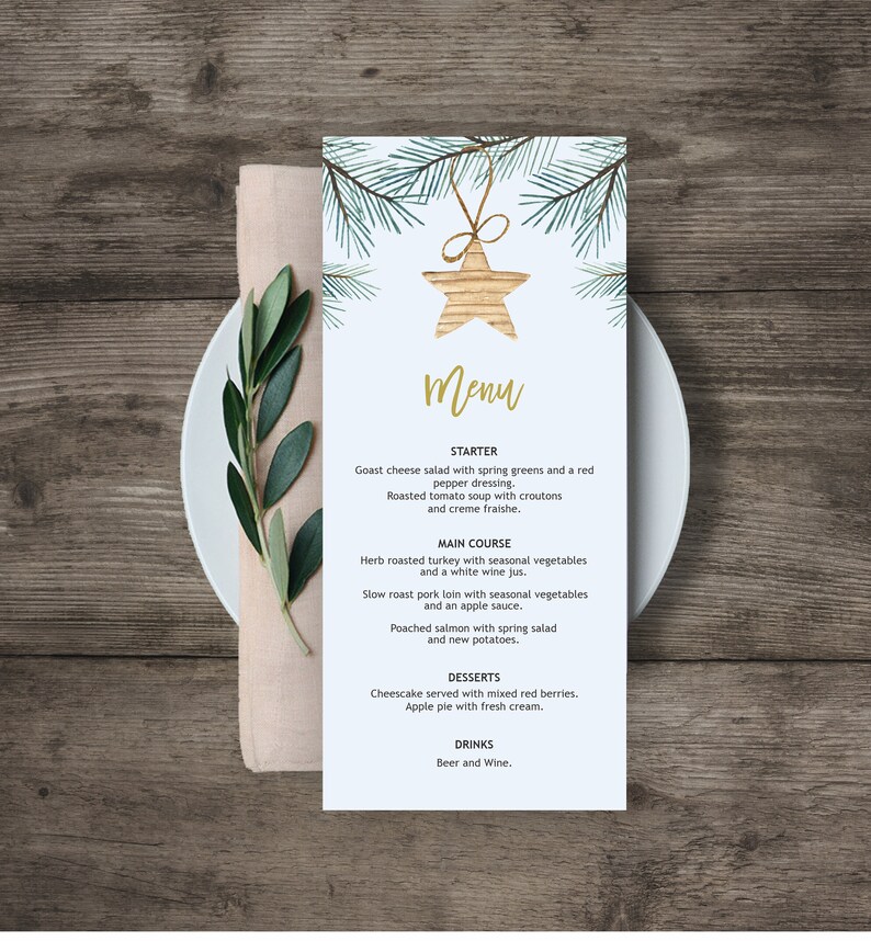 Holiday Printable Menu Christmas Menu Planner Christmas - Etsy