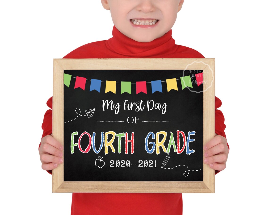 Fourth Grade Printable Sign First Day of School Sign Fourth - Etsy