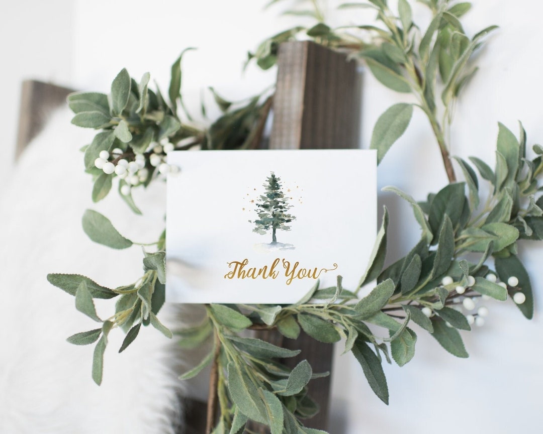 Christmas Thank You Card Printable, Holiday Thank You Card, Pine Tree ...