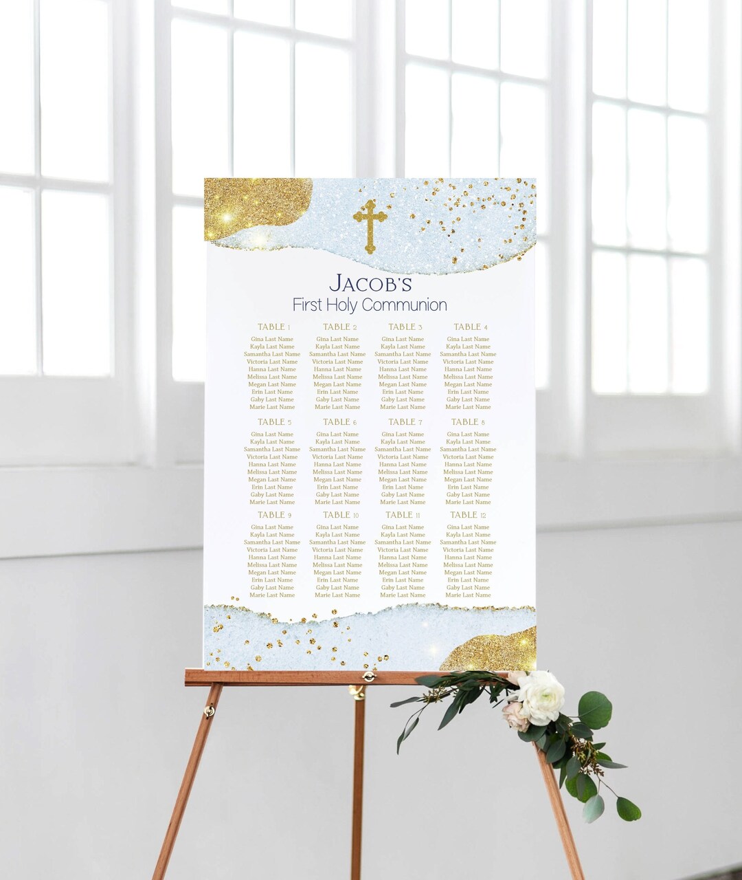 First Holy Communion Seating Chart, Boy First Communion, Editable ...