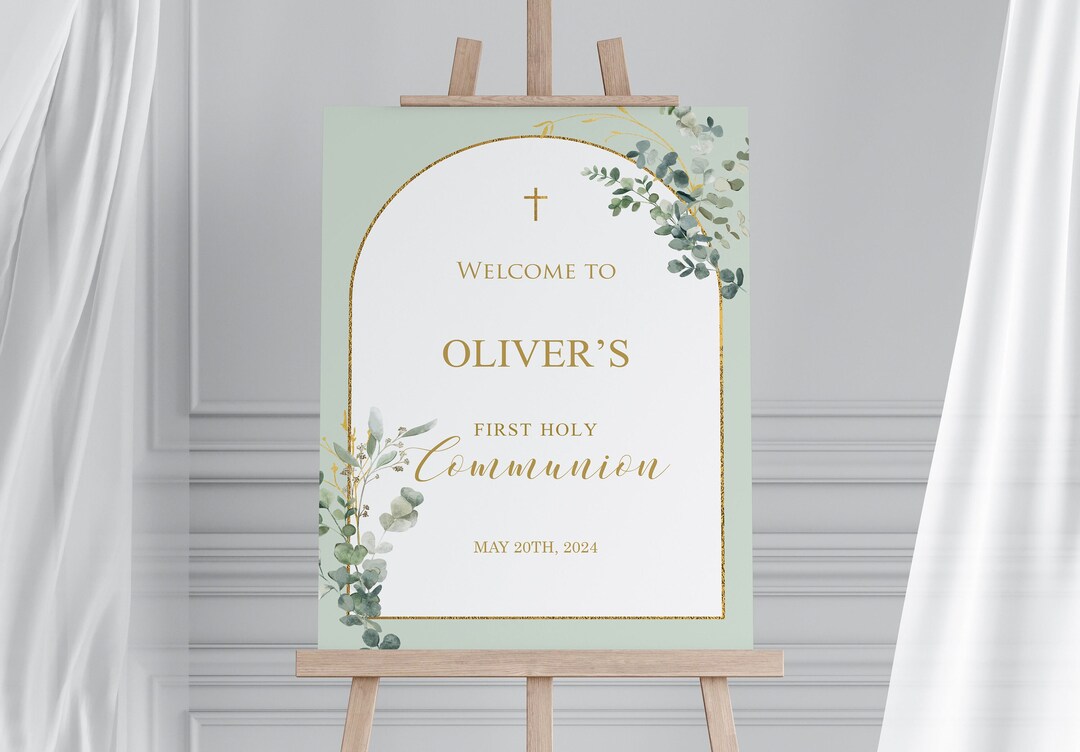 First Communion Welcome Sign Template, 1st Communion Poster, Boy First ...