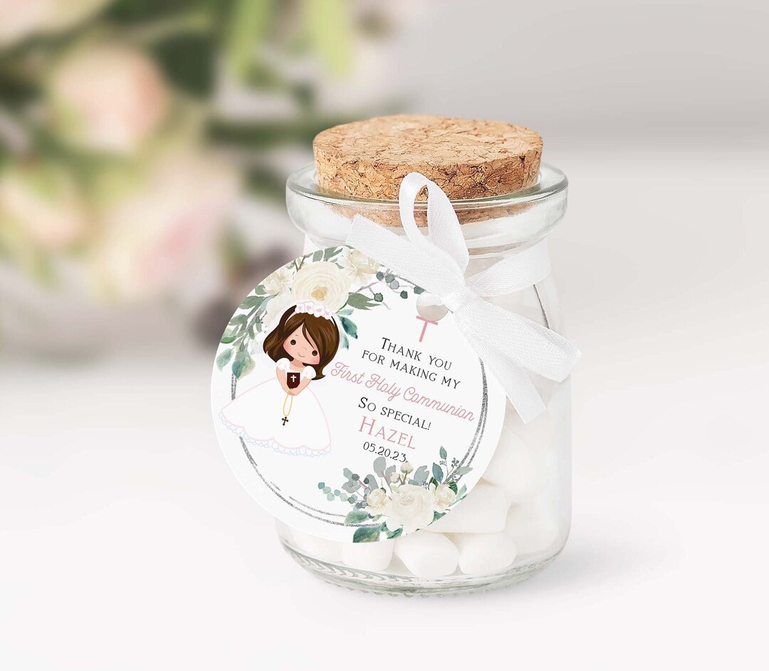 First Holy Communion Favor Tags Girl, Printable Tags, Communion Girl ...