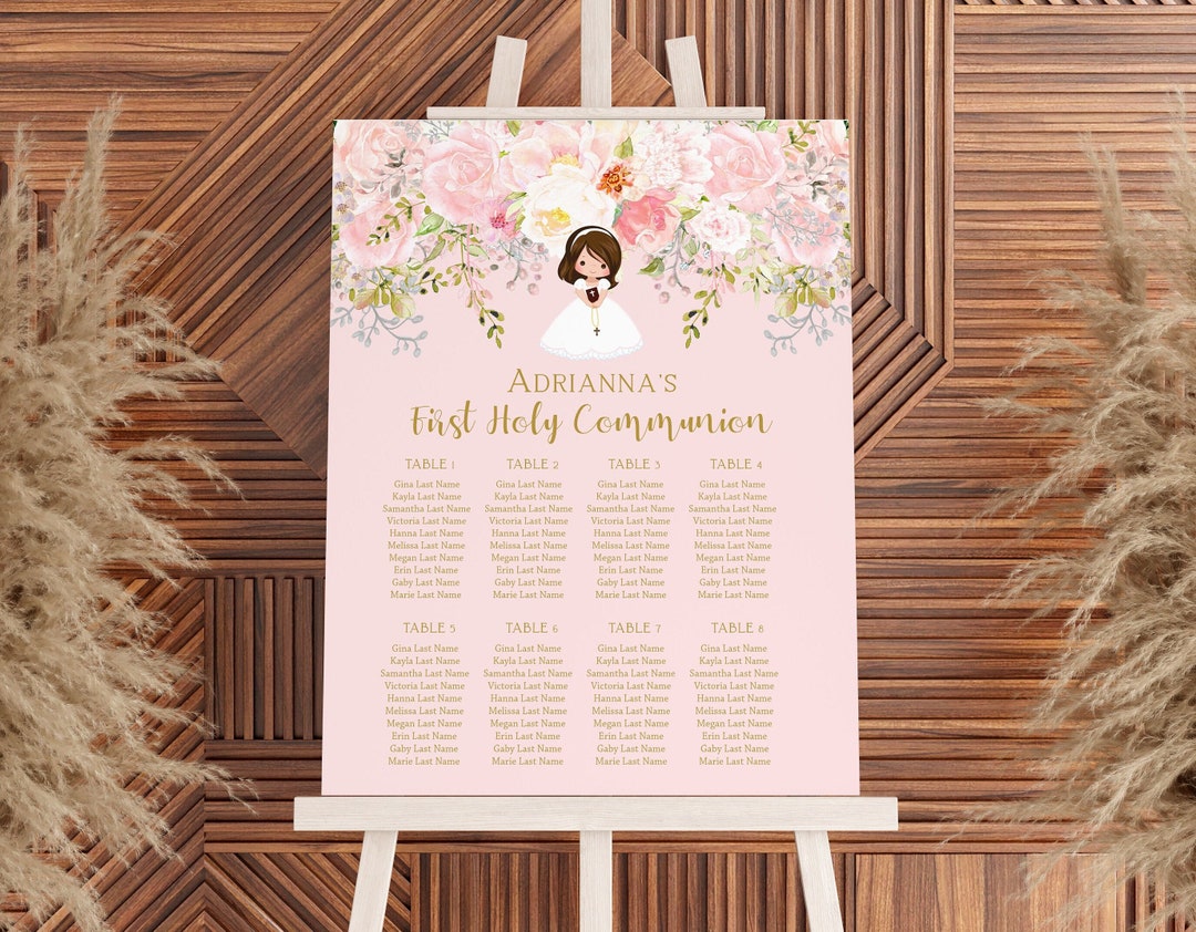Girl First Communion Seating Chart Template, Girl First Communion ...