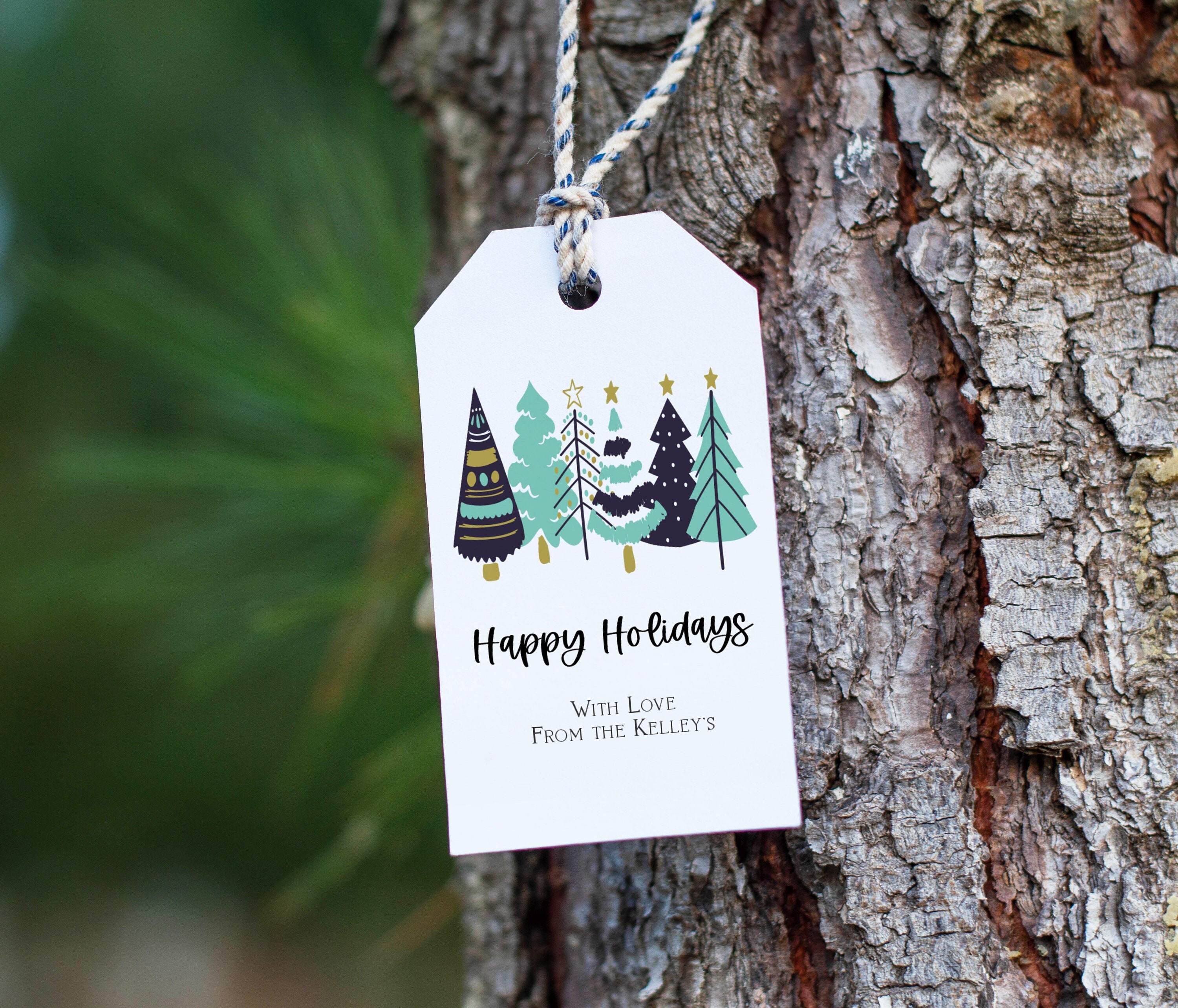Happy Holidays Labels Printable Christmas Gift Tags Holiday - Etsy
