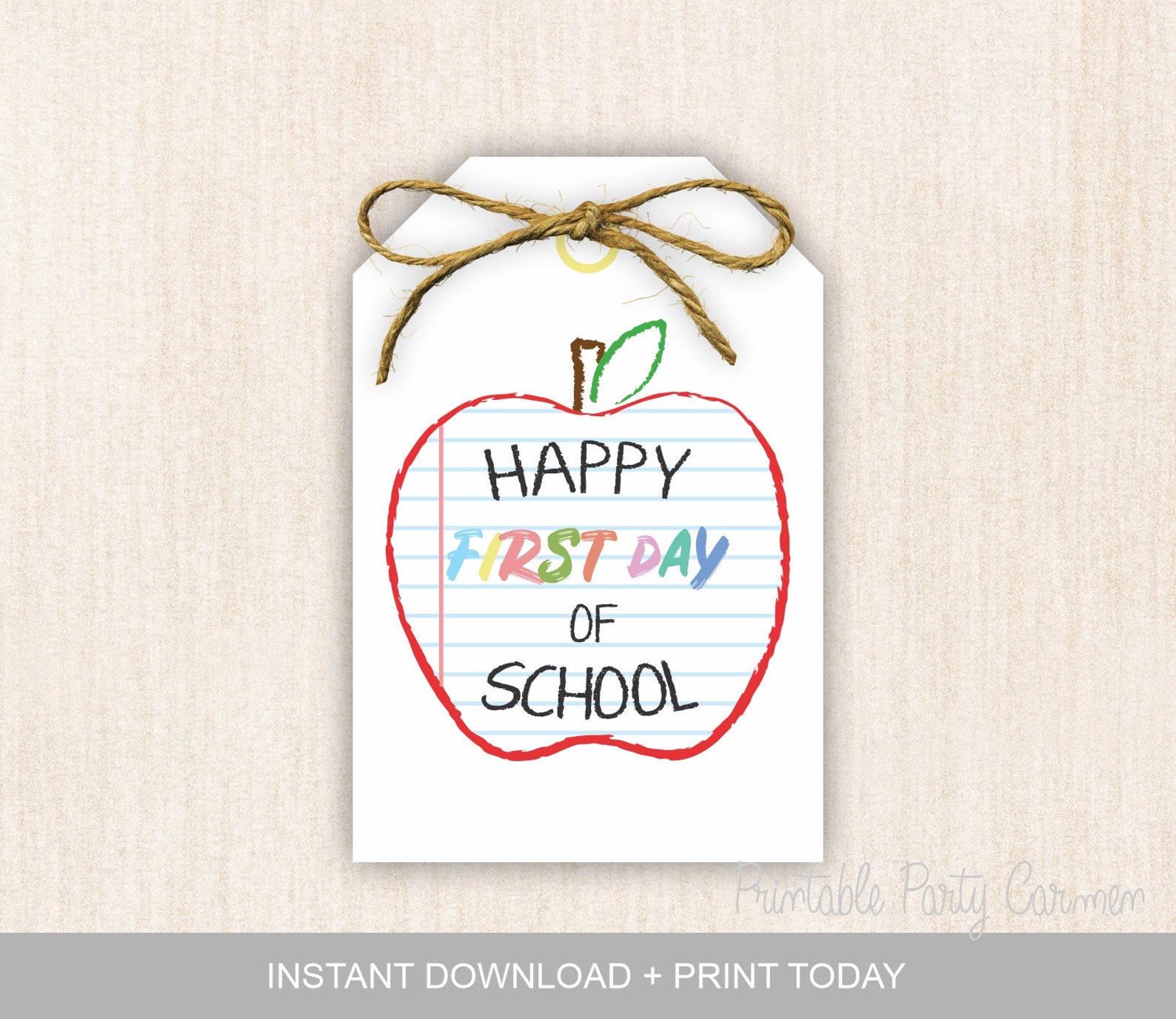 Back to School Printable Tag Happy First Day of School Gift - Etsy