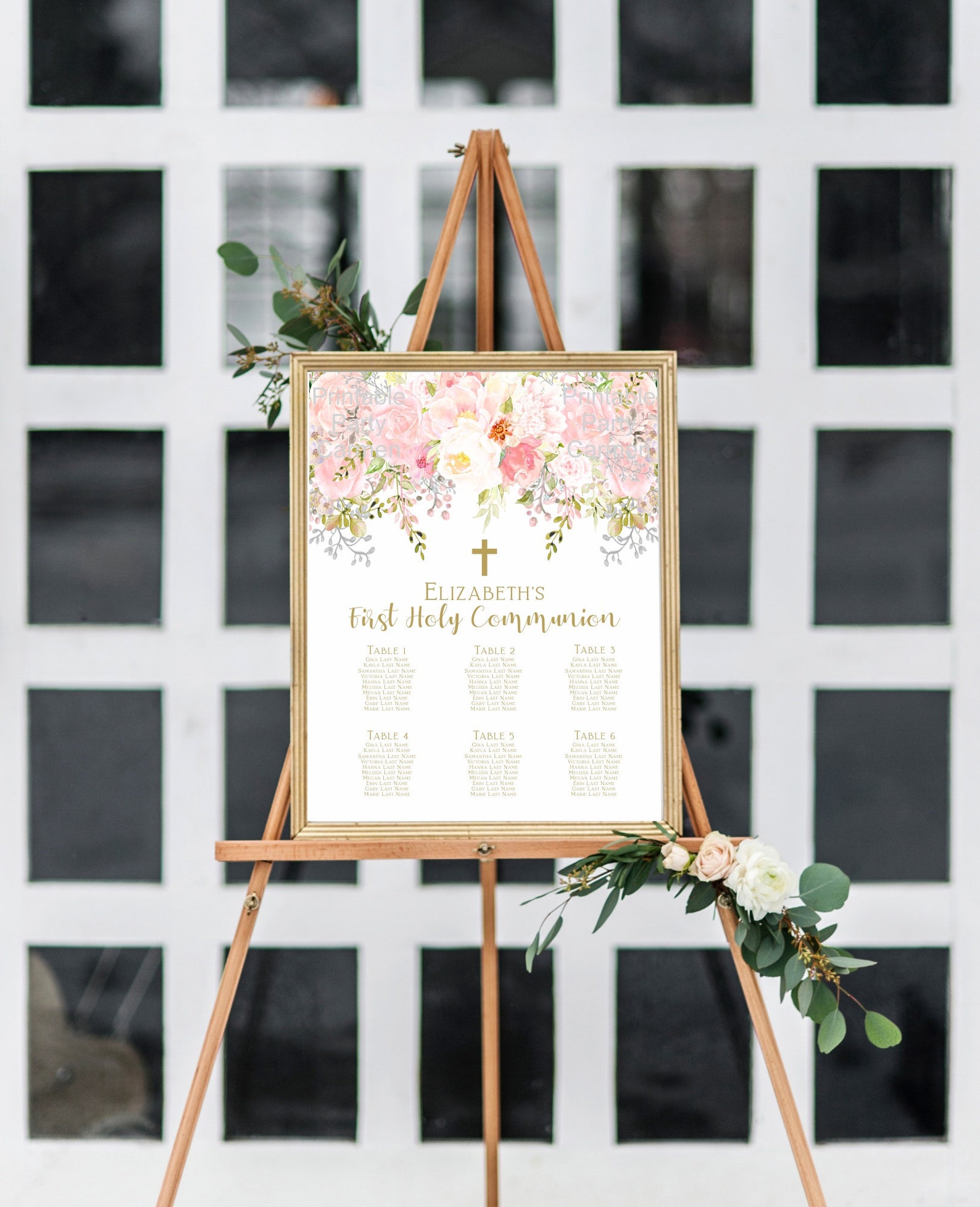 Table Number Template, Printable Table Numbers, First Communion ...