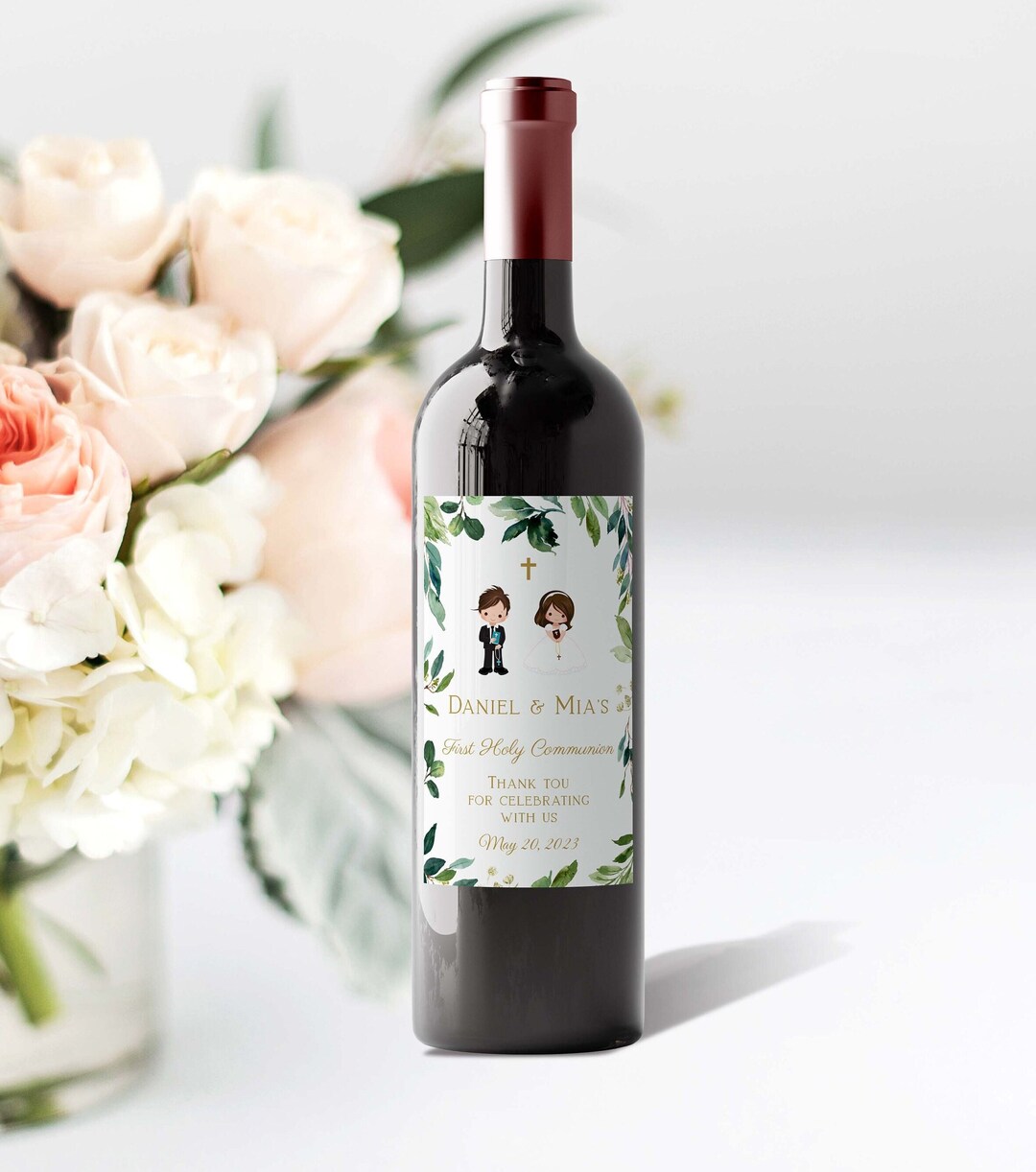 Wine Bottle Label, Boy and Girl First Holy Communion, Champagne Label ...