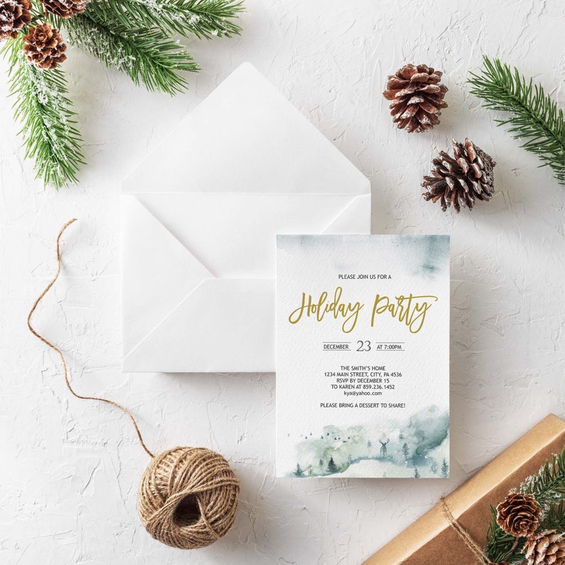 Rustic Christmas Party Invitation Holiday Invitation - Etsy