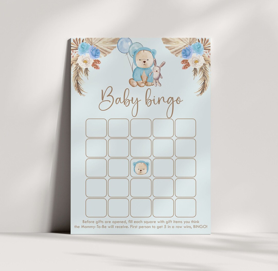 Teddy Bear Baby Shower Bingo Game We Can Bearly Wait Baby - Etsy