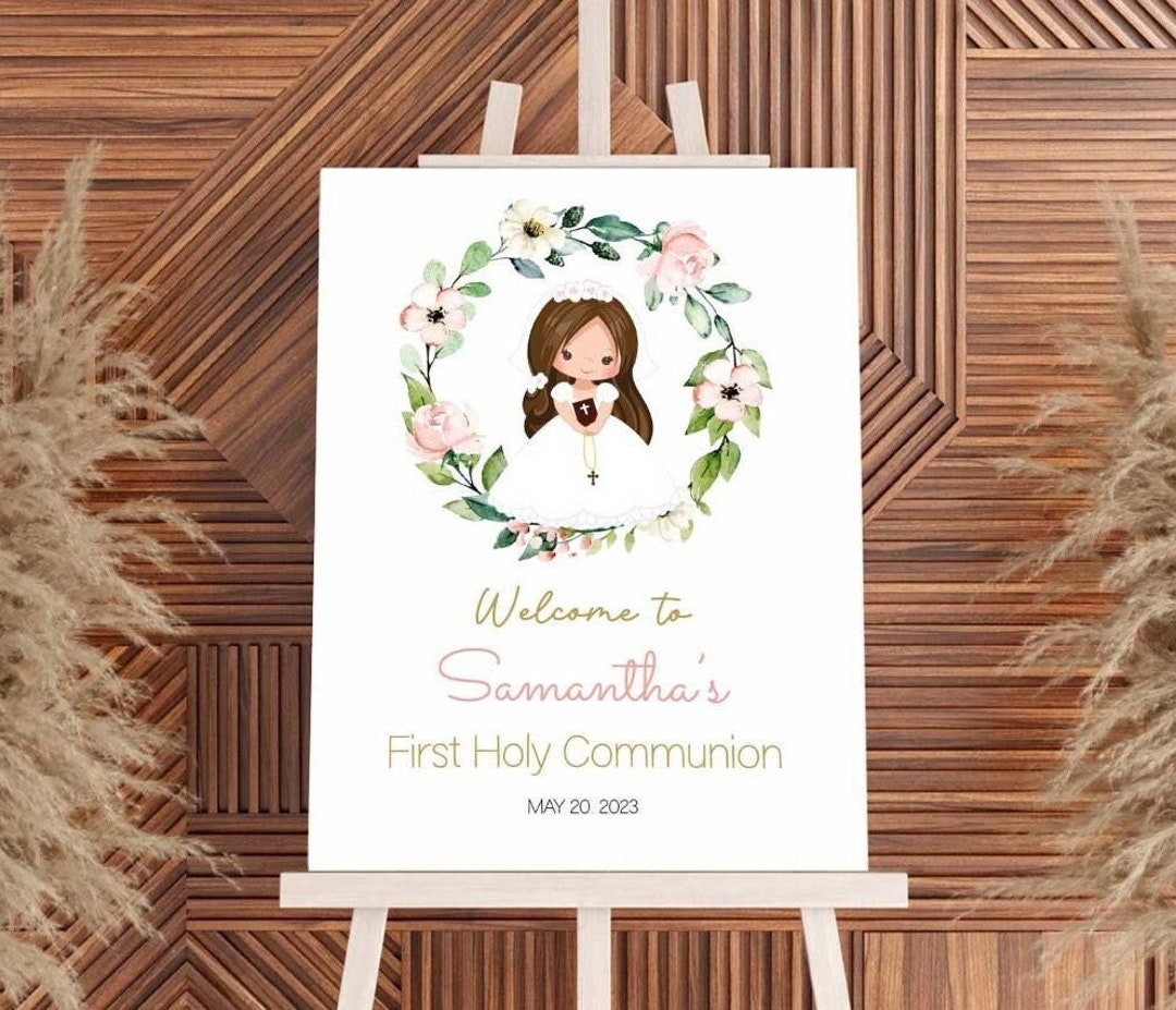 Girl First Communion Welcome Sign 1st Communion Poster - Etsy