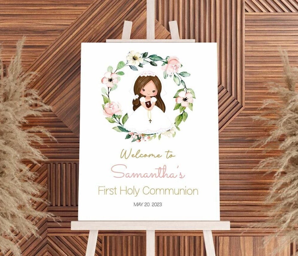 Girl First Communion Welcome Sign 1st Communion Poster - Etsy