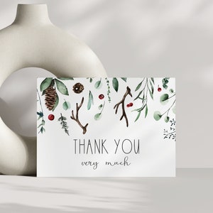 Christmas Thank You Card Template, Thank You Card Printable, Thank You ...