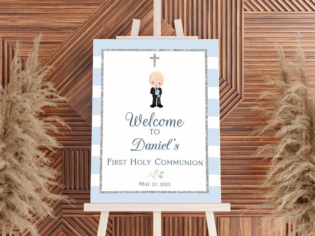 First Communion Welcome Sign for Boy 1st Communion Poster Communion ...
