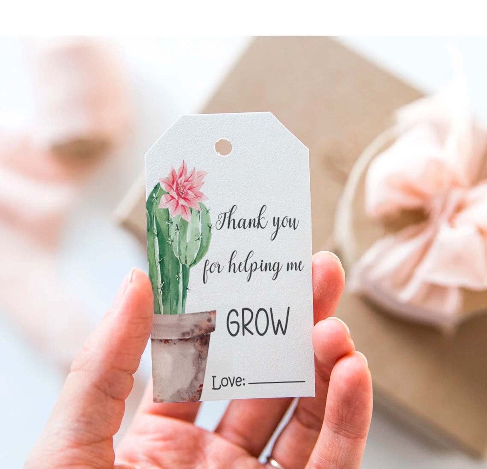 Teachers Appreciation Tag, Thank You for Helping Me Grow Tag, Printable ...