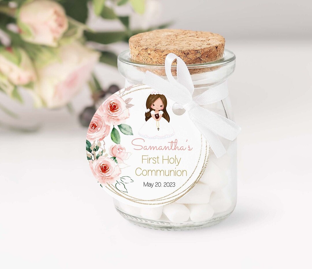 First Holy Communion Favor Tag, Girl First Holy Communion Favors, Girl ...