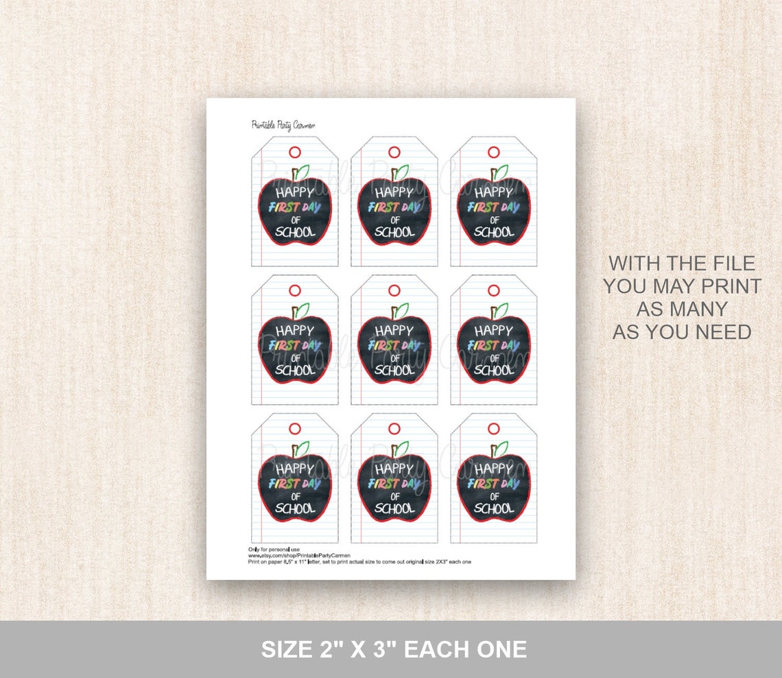 Back to School Printable Gift Tag Happy First Day of School - Etsy