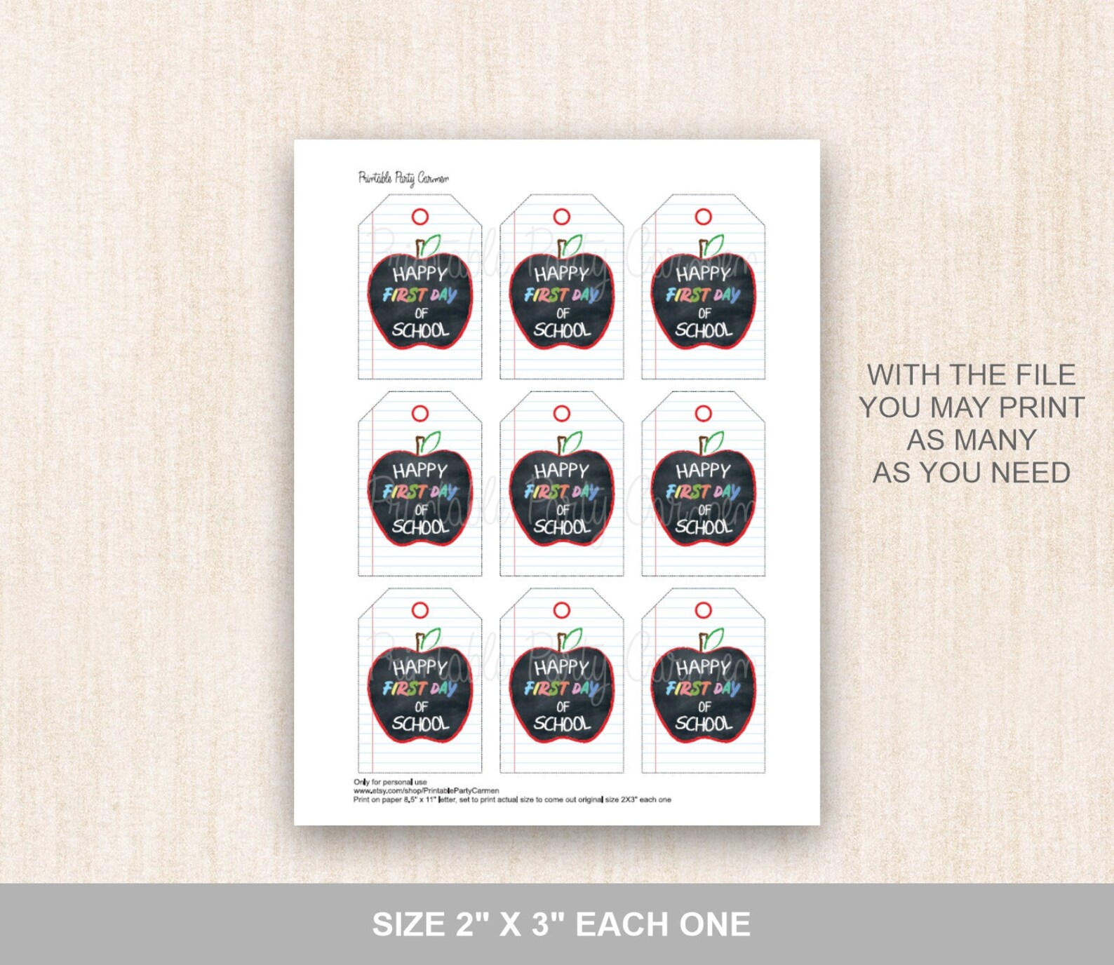 Back to School Printable Gift Tag Happy First Day of School - Etsy