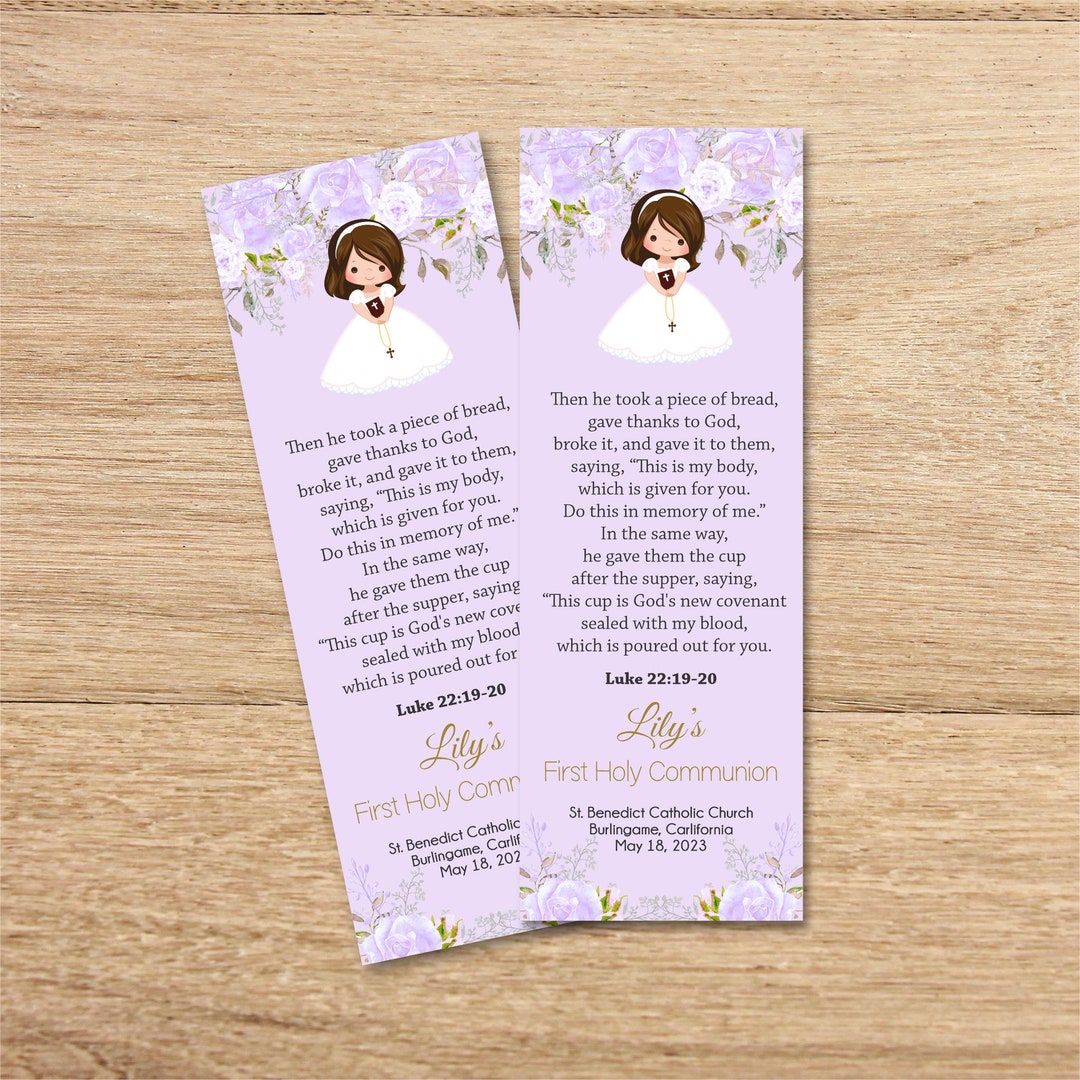 First Holy Communion Bookmark Girl Printable Bookmark - Etsy