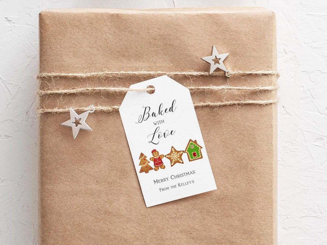 Christmas Tags Printable, Christmas Cookies Tags, Baked With Love Tags ...