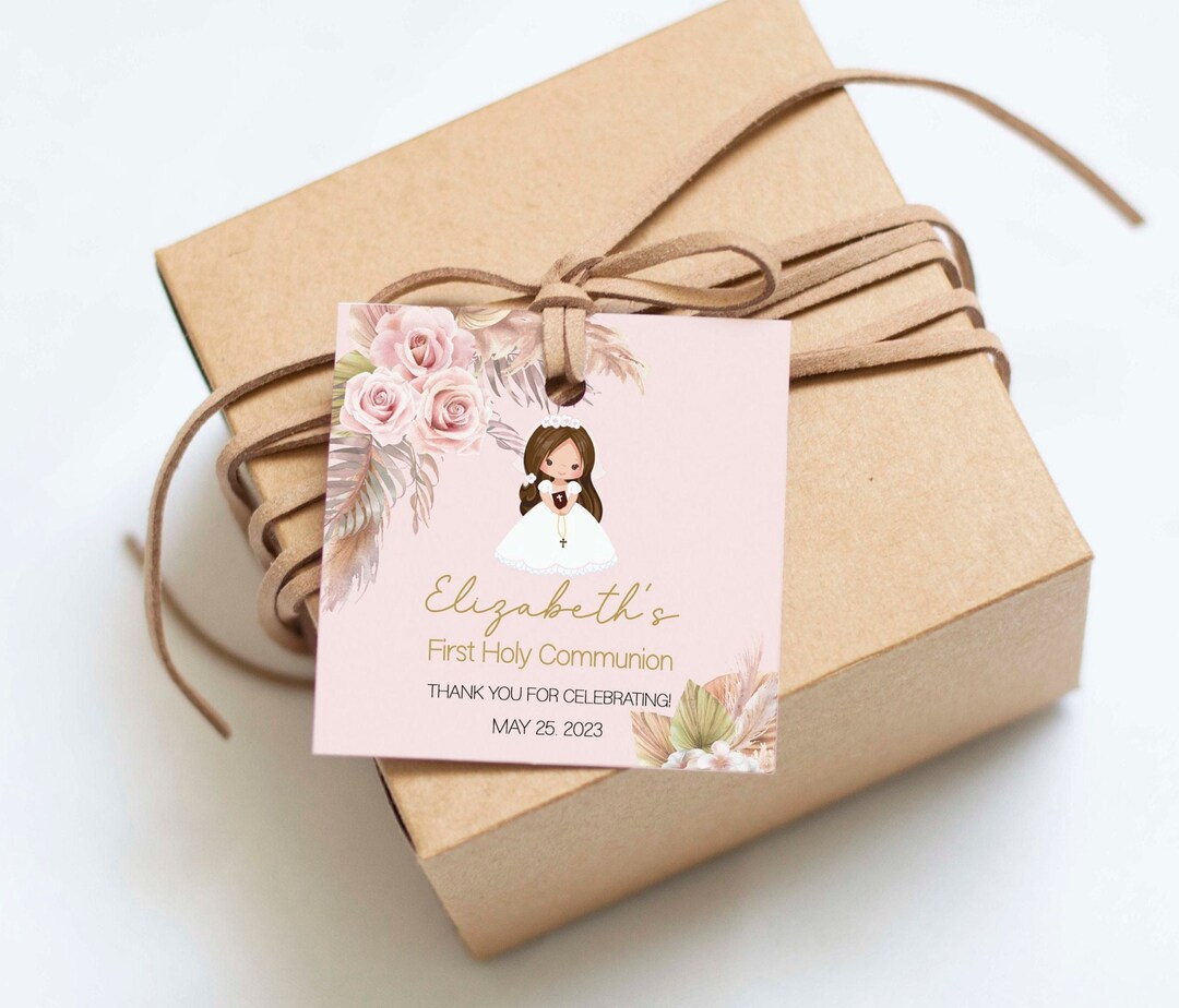 Boho First Communion Tag Printable Gift Tags Communion Girl - Etsy