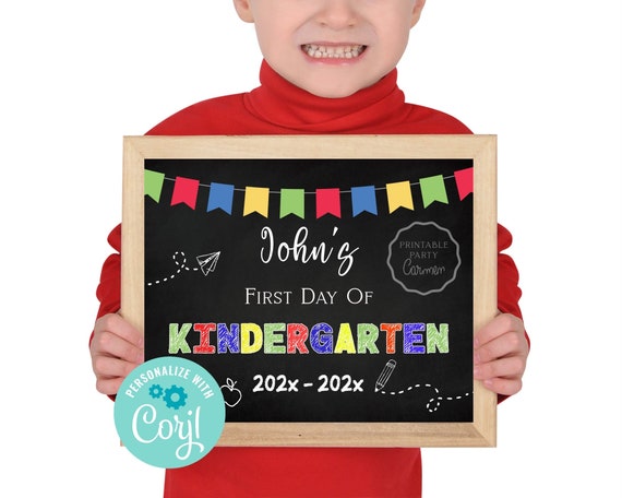 Kindergarten Sign Editable First Day of School Sign - Etsy
