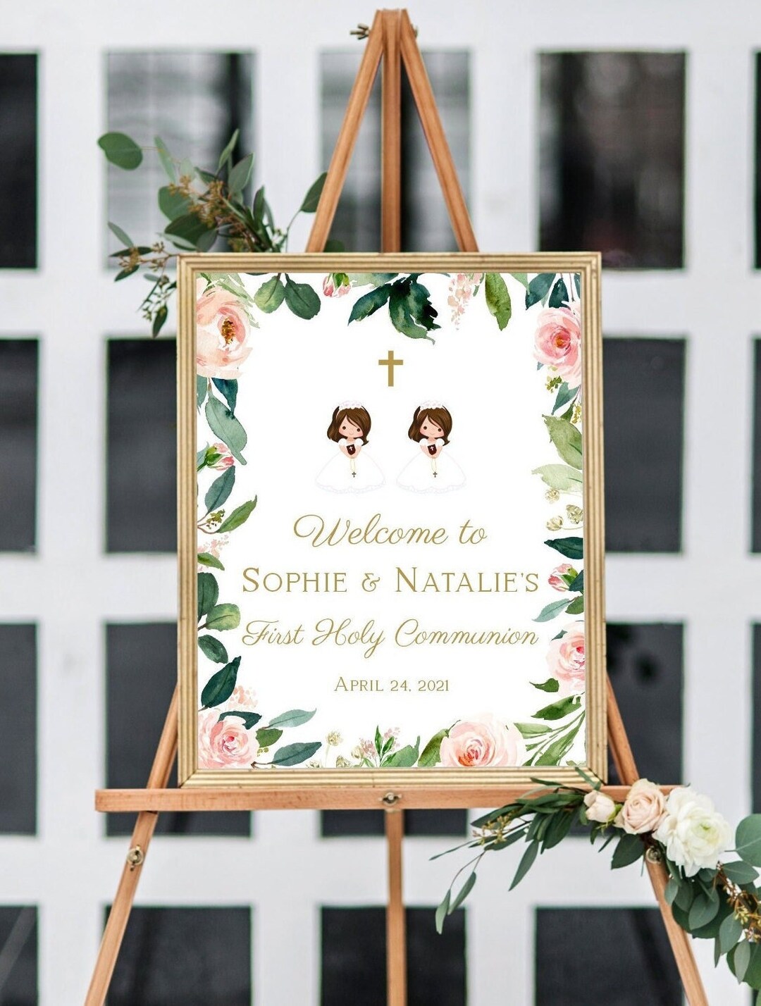 Girl First Communion Welcome Sign, Girl First Communion Poster ...