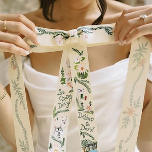 Custom Painted Bouquet Bow Ribbon - Etsy