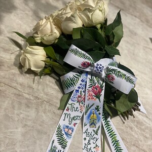 Custom Painted Bouquet Bow Ribbon - Etsy