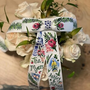 Custom Painted Bouquet Bow Ribbon - Etsy