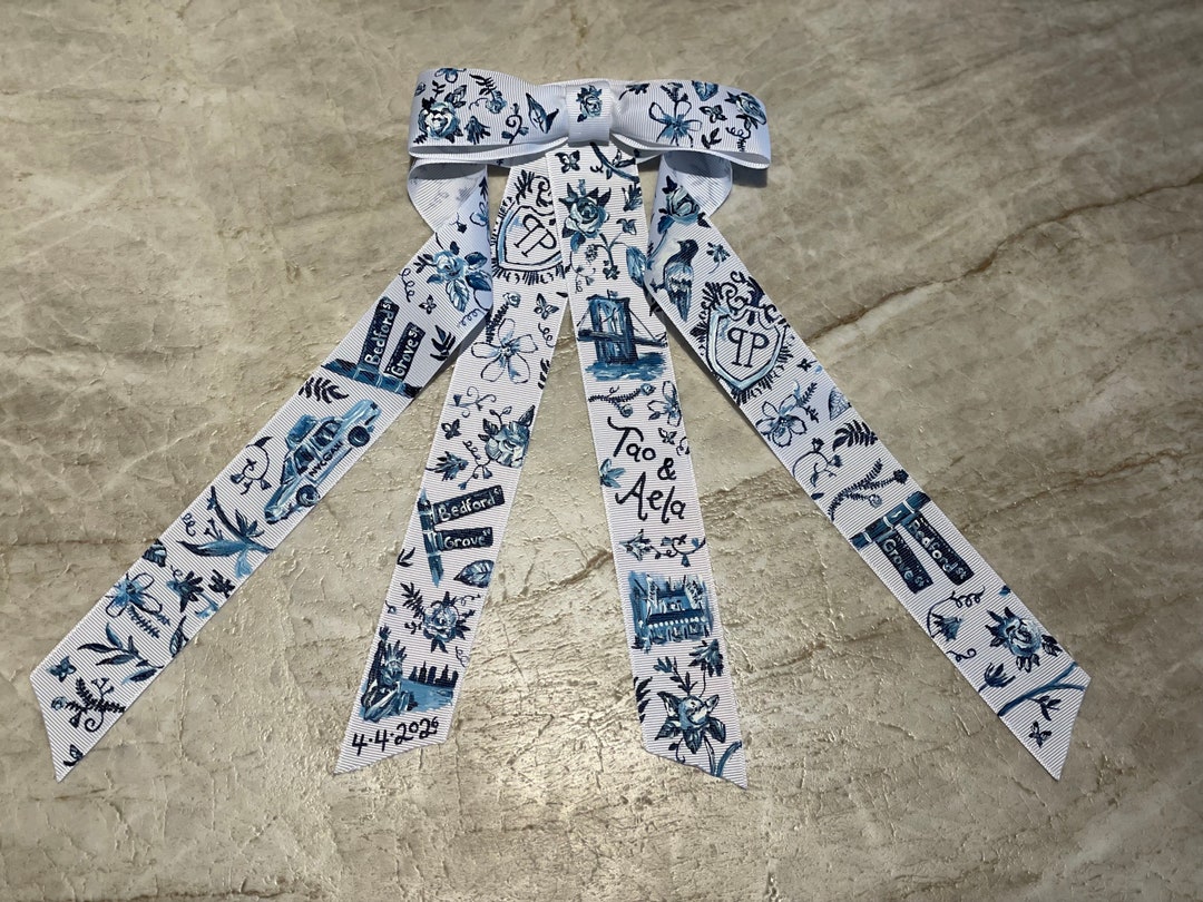 Custom Painted Toile Bouquet Bow Ribbon - Etsy